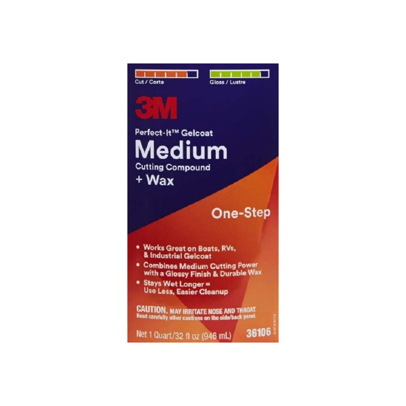 3M 36106 Perfect-It Gelcoat Medium Cutting Compound - Wax (2 in 1) 946 ml